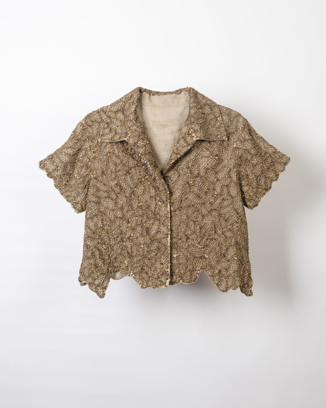 Gold Hand Beaded Short Jacket Blouse